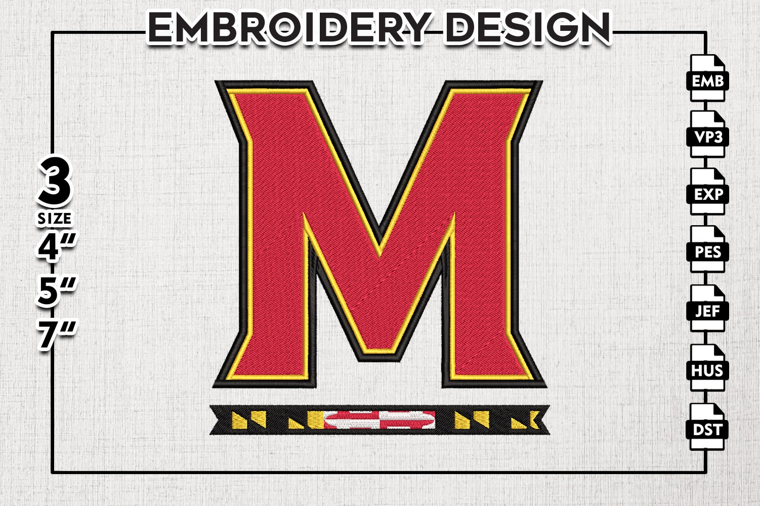 Maryland Terrapins Football Team Embroidery file, NCAAF teams ...