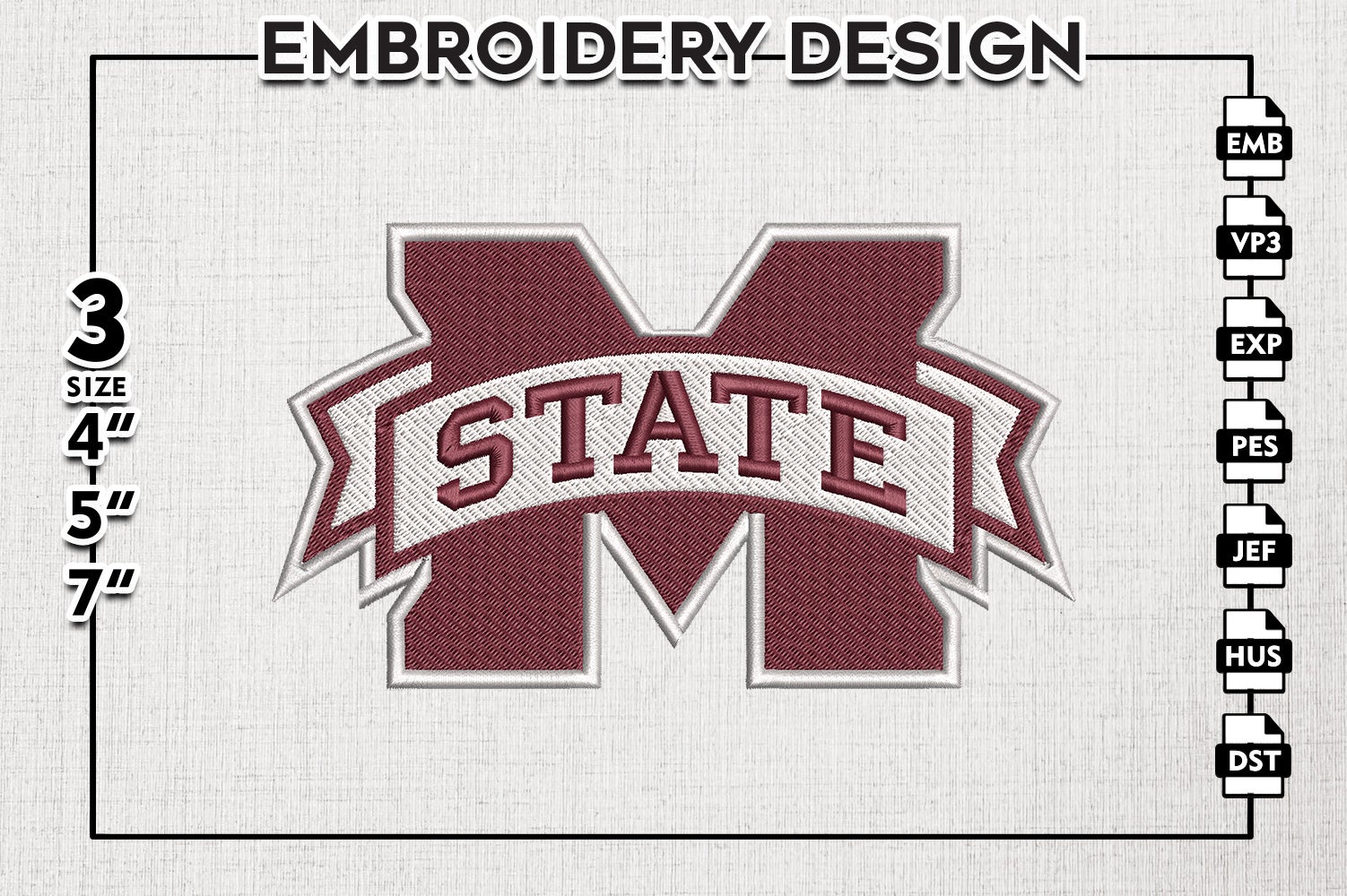 Mississippi State Bulldogs Football Team Embroidery file, NCAAF teams ...