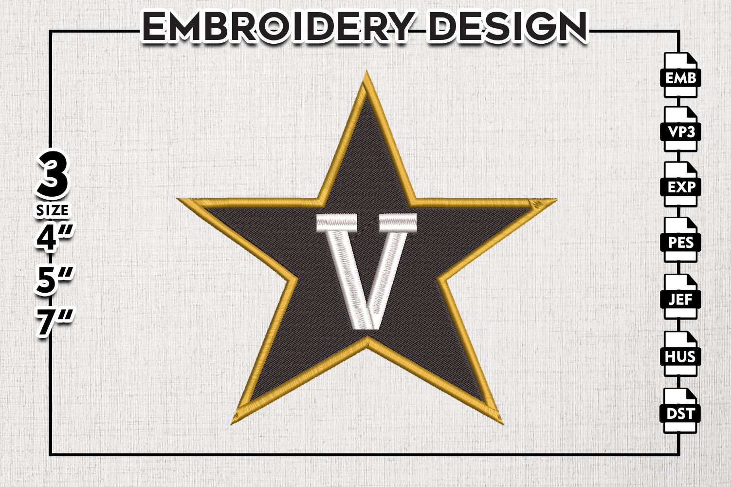 Vanderbilt Commodores Football Team Embroidery file, NCAAF teams ...