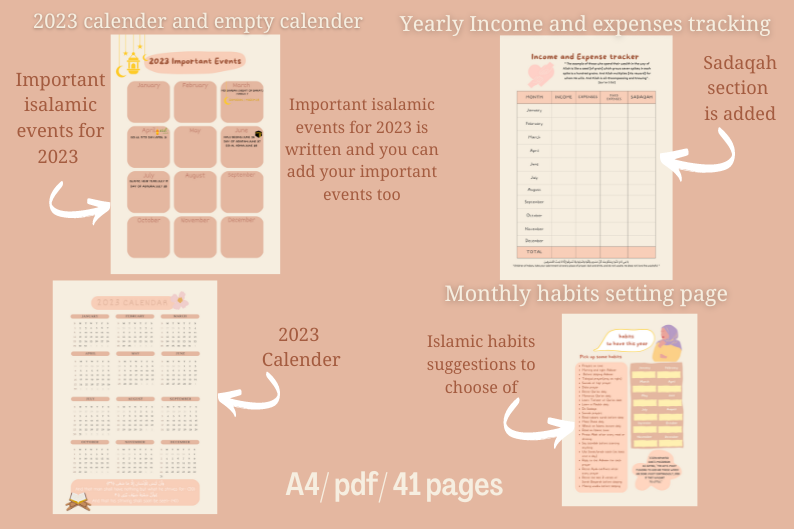 2023 muslim planner | A4 Printable Islamic planner | Yearly,Monthly ,Daily and Ramadan planner ...