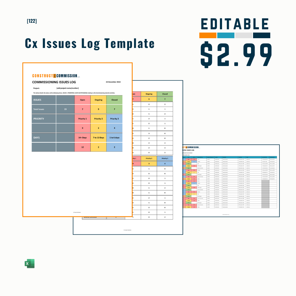 122 Commissioning Issues Log Template MS Excel Payhip 122 Commissioning Issues Log Template MS Excel Payhip
