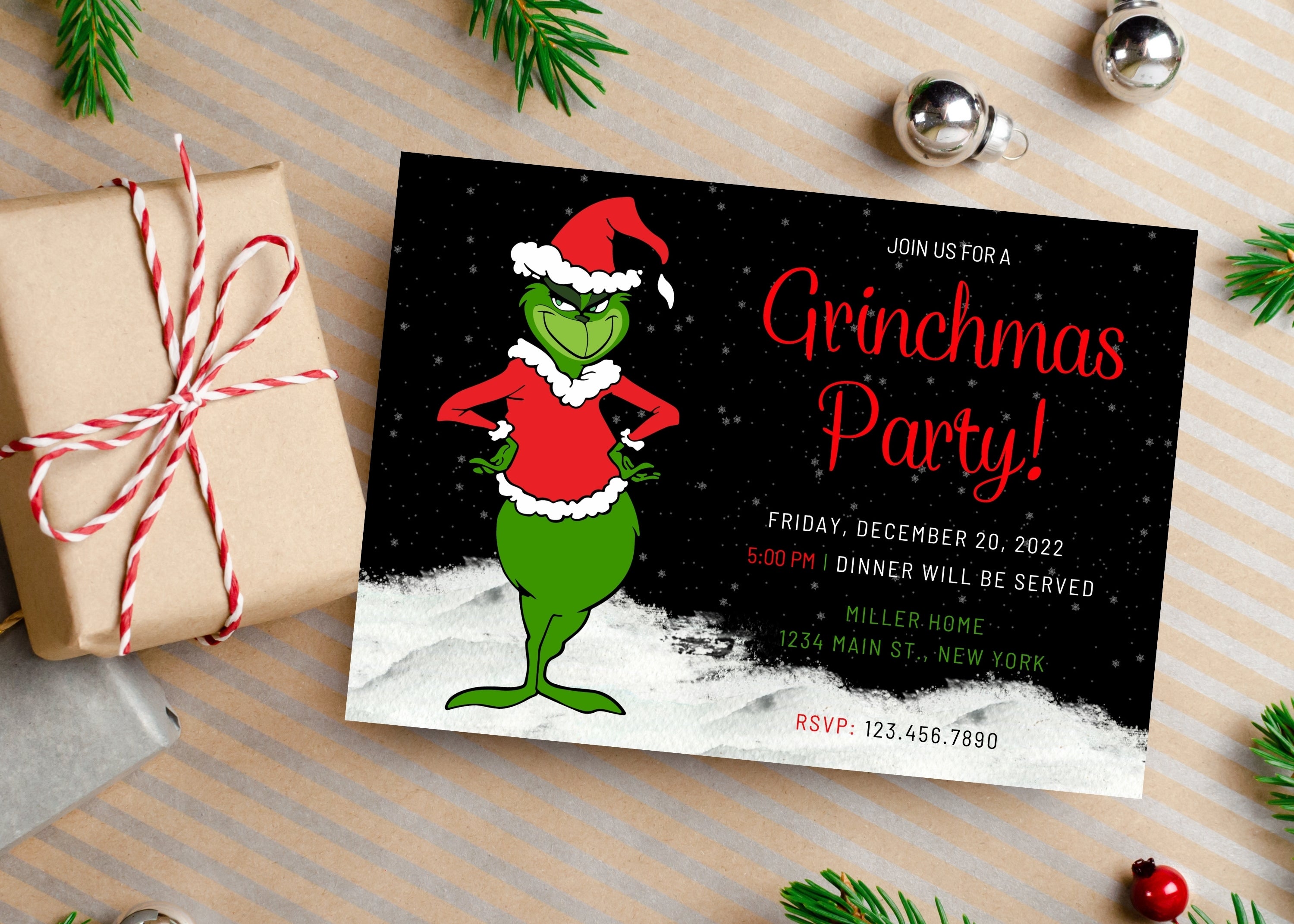 Christmas Party Invitation-Grinch christmas party invite-grinchmas ...