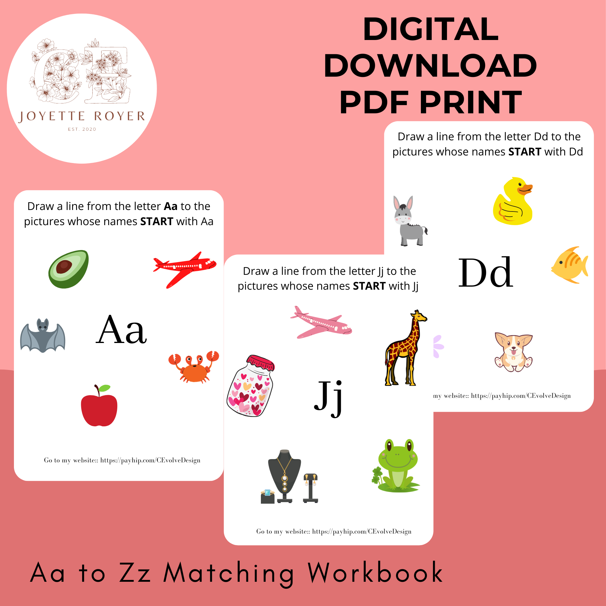 Alphabet Matching Aa to Zz - INSTANT DOWNLOAD - Homeschool, Preschool ...