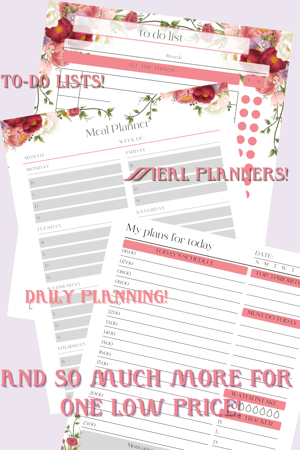 Printable Vintage Rose Goal & Daily Planner - Payhip