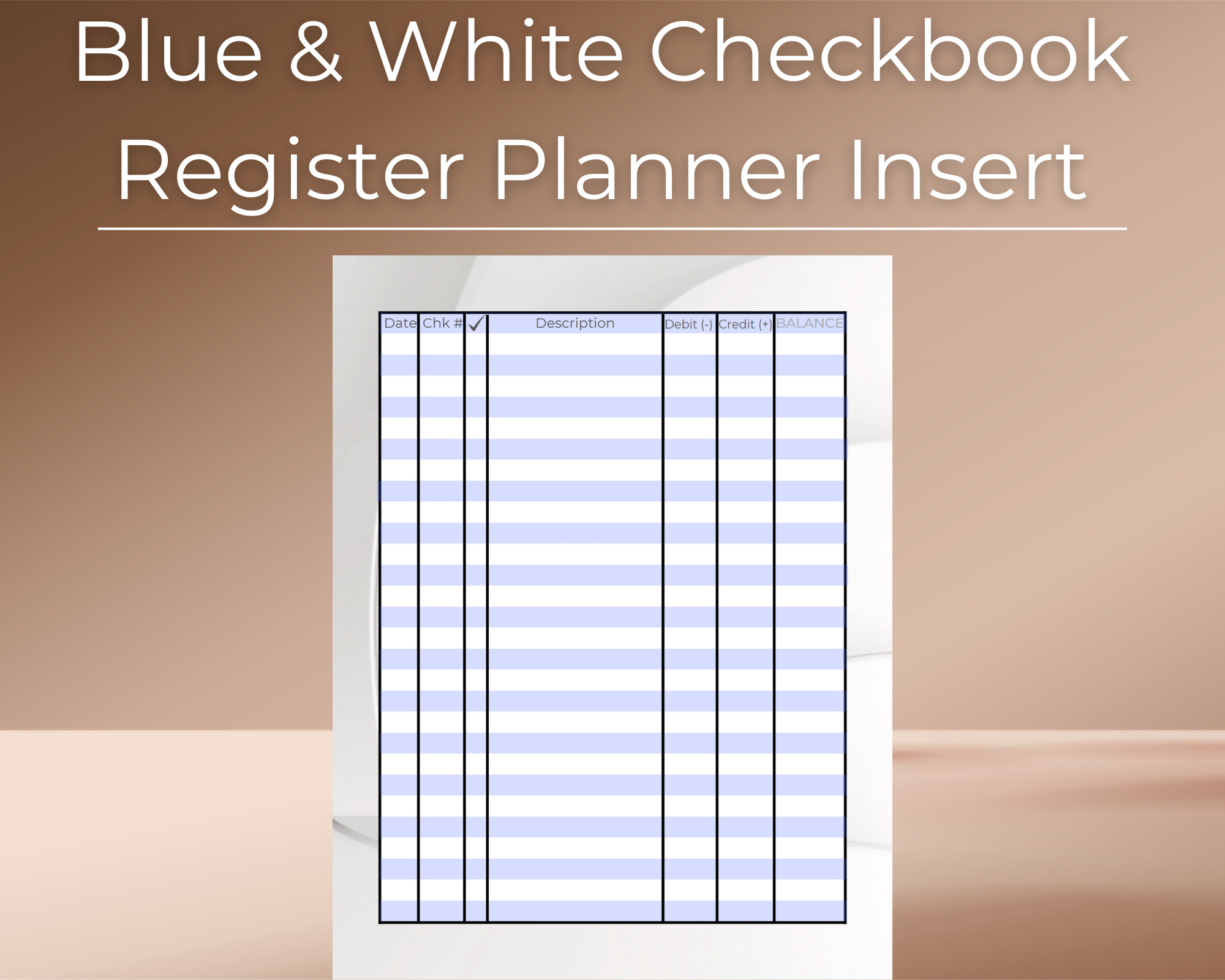 Blue & White Checkbook Register Planner Insert - Digital Download in ...