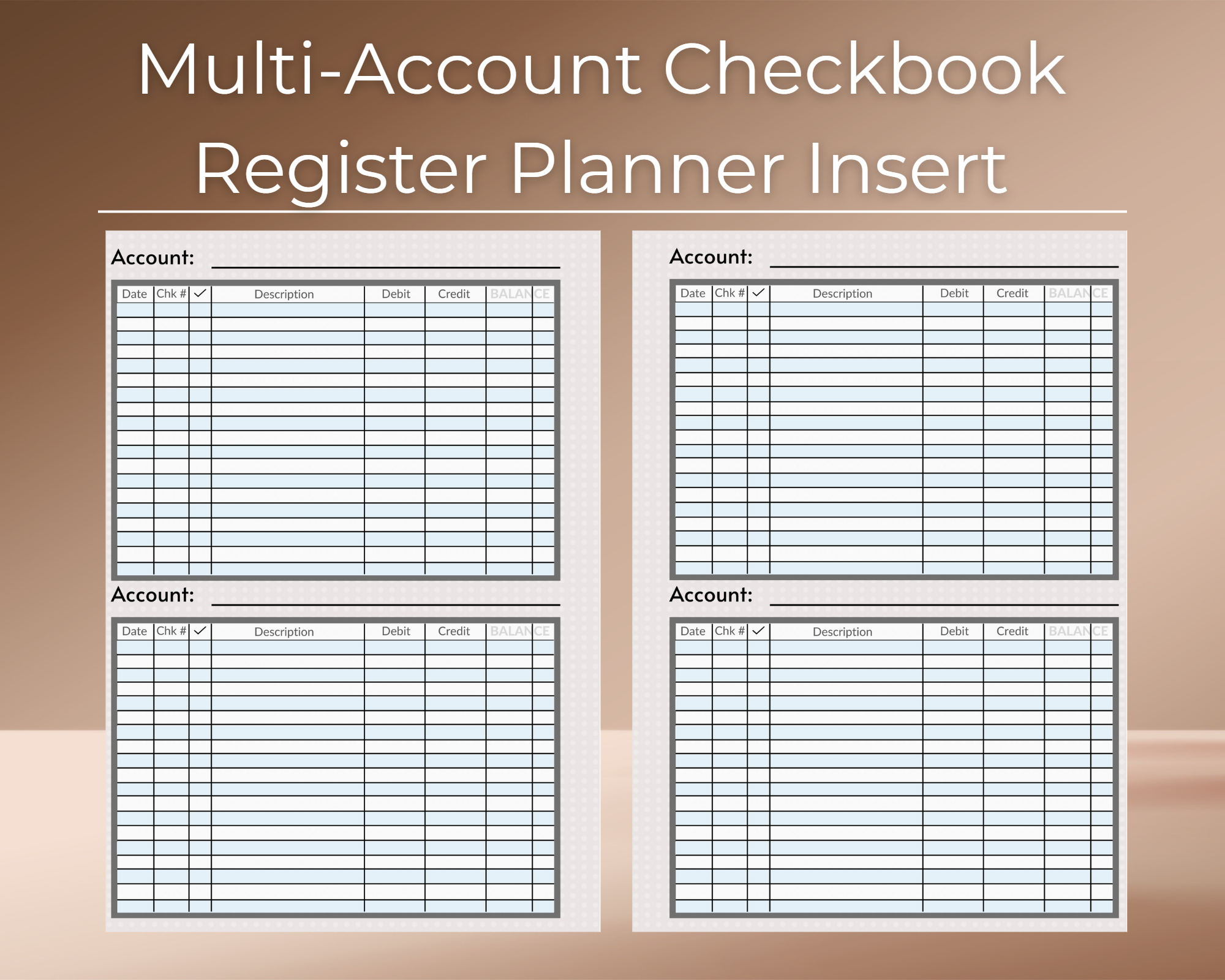 Multi-Account Checkbook Register Planner Insert - Digital Download in ...