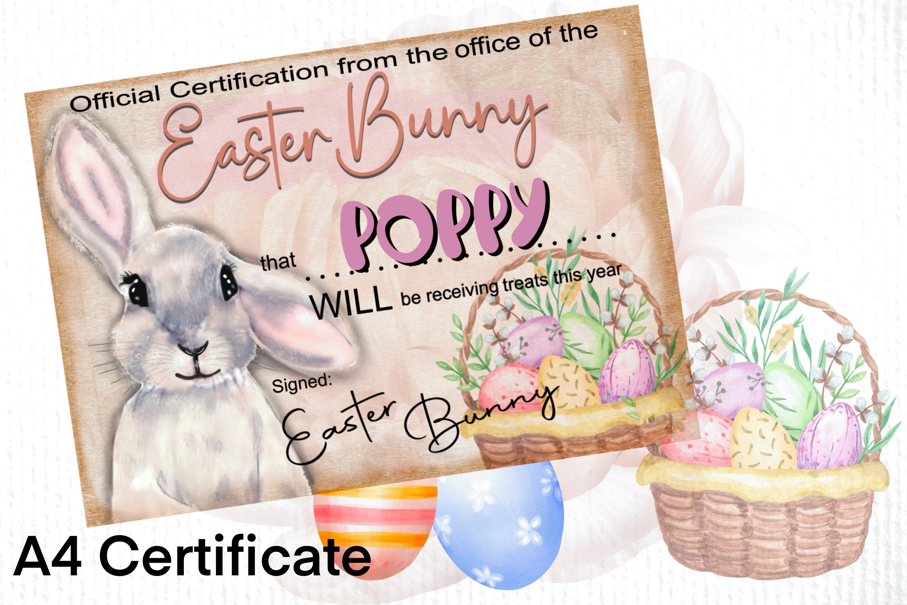 Easter Bunny certificate to personalise - Payhip