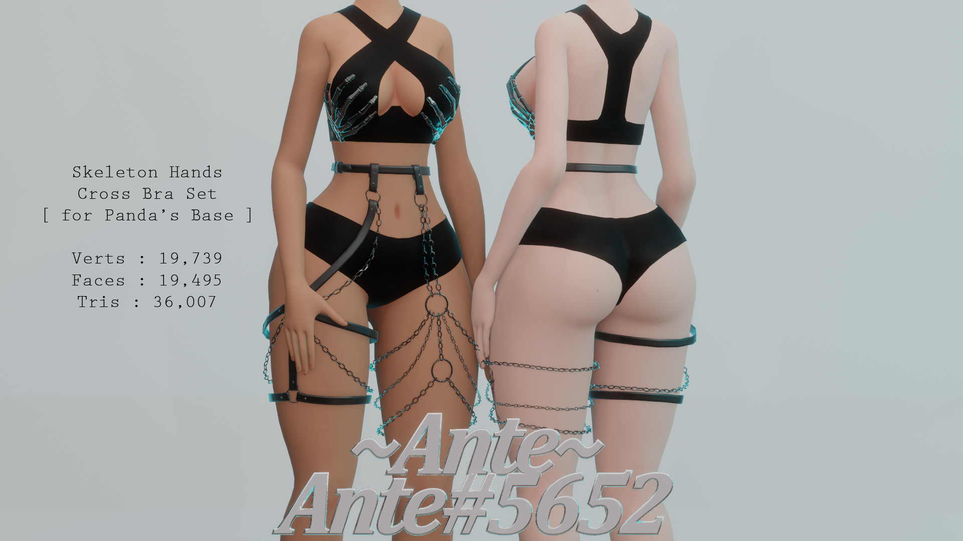 Skeleton Hands Cross Bra Set - Payhip