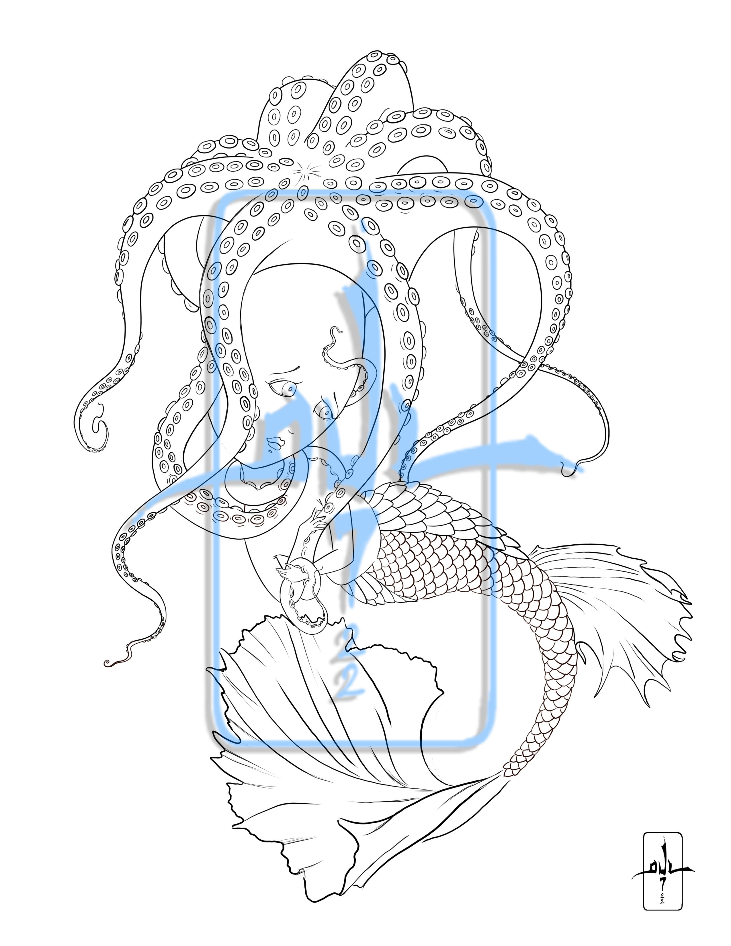 Little Cecaelia - Line Art - Payhip