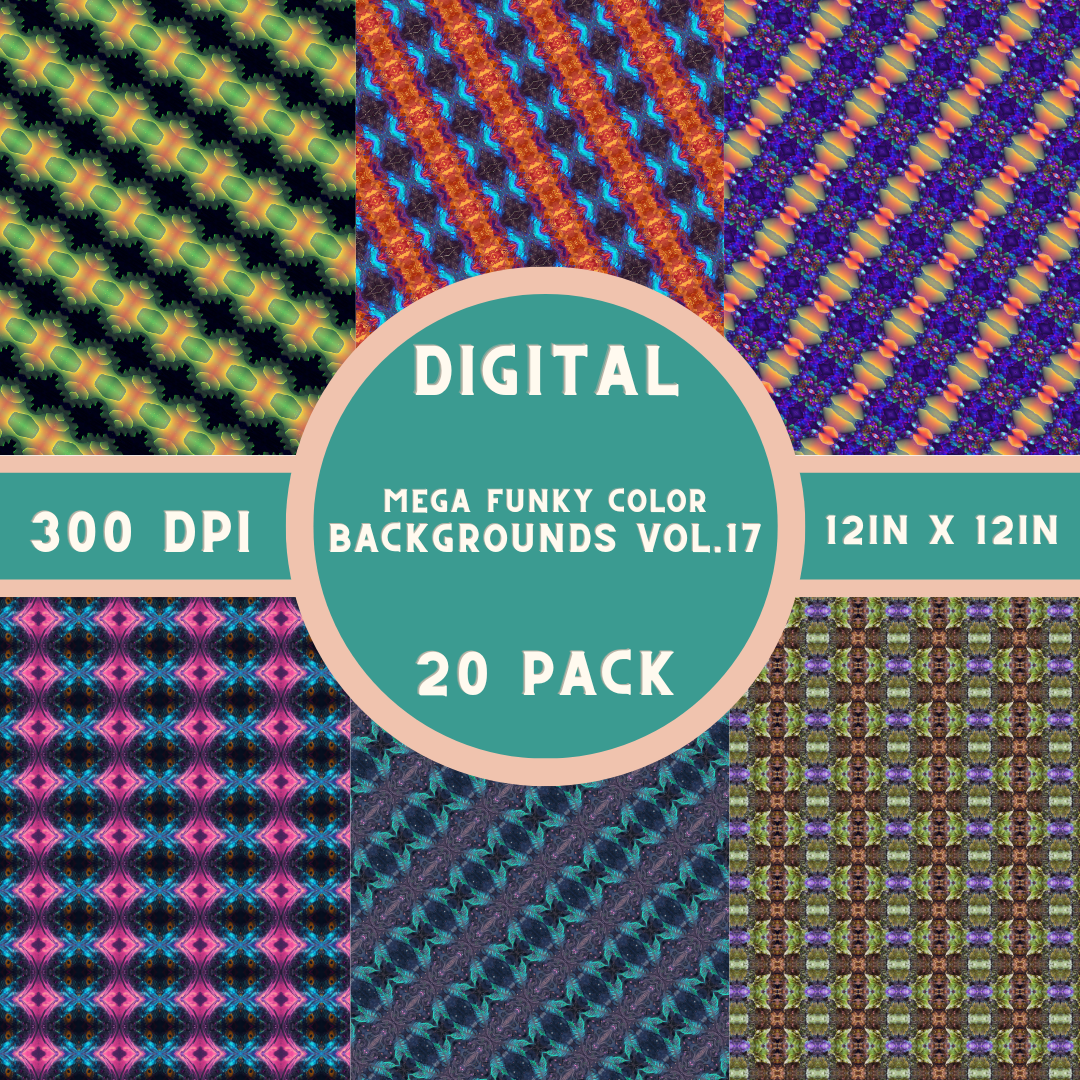 20 Pack of Mega Funky Digital Scrapbook Paper 12x12in - Vol.17 ...