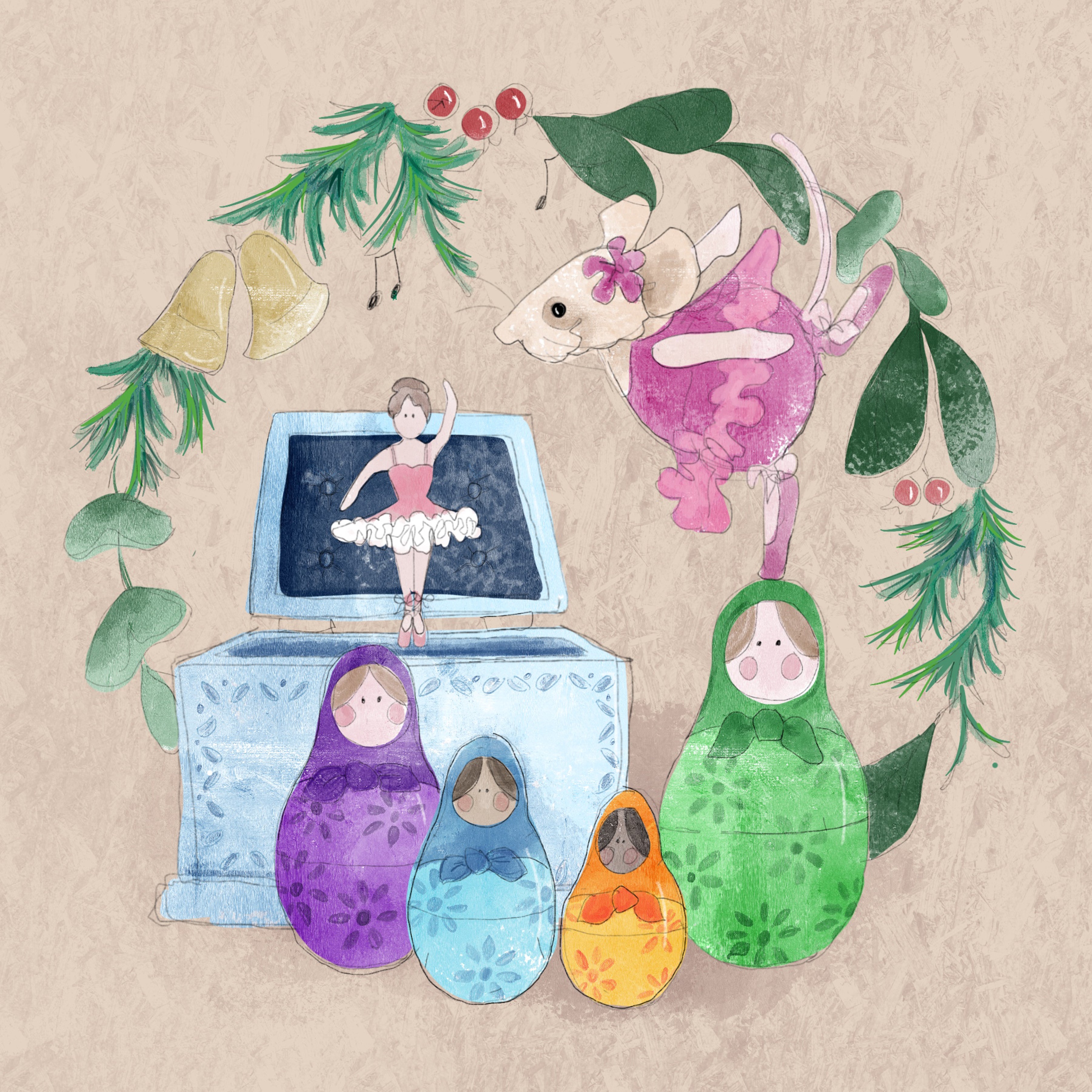 the toy shop window - printed panel 2 - ballerina mice - Payhip