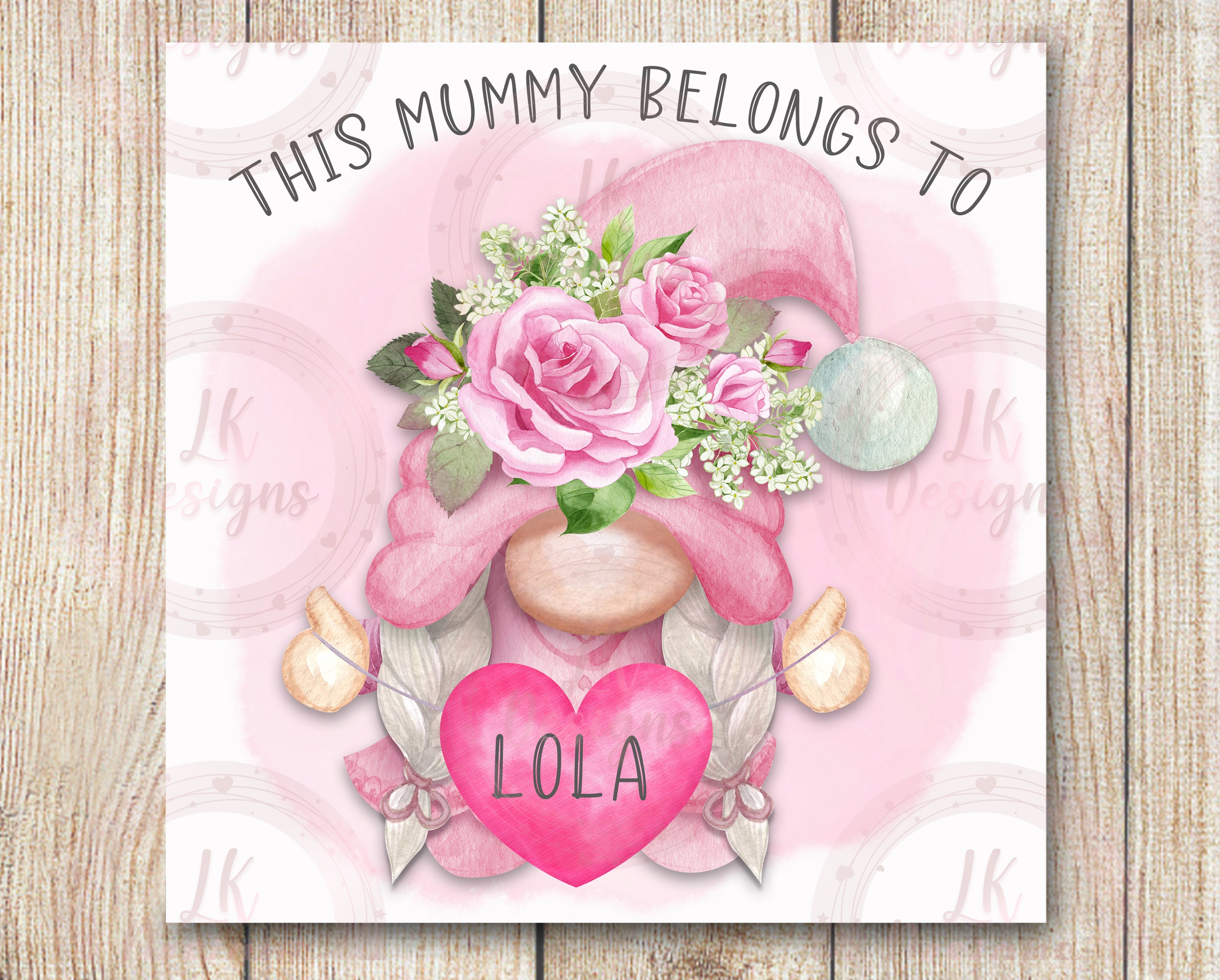 Pink gnome this mummy belongs to 1-3 hearts Mothers day - Payhip