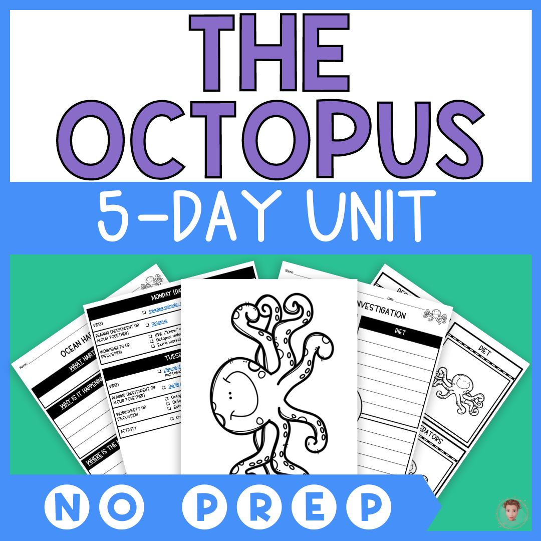 Octopus Unit Study (Ocean Animals Lesson Plan, Videos, Activities)