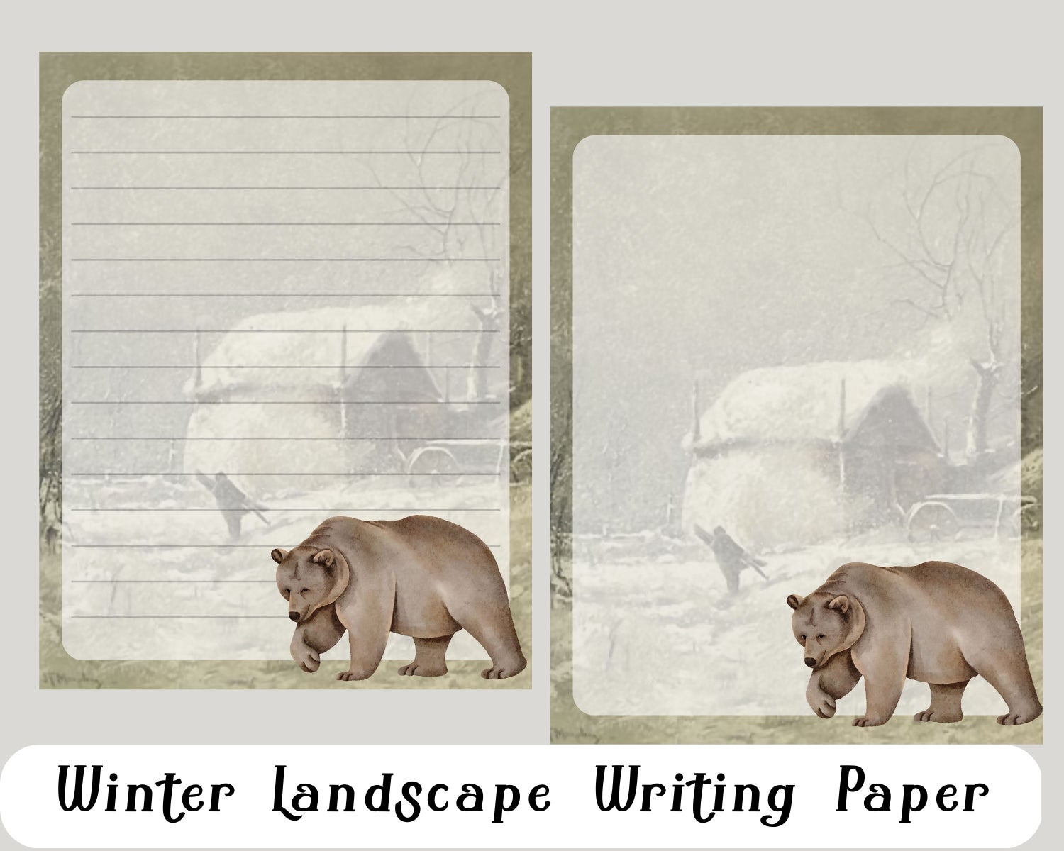 Winter Landscape Printable Stationery, Winter Landscape Writing Paper ...