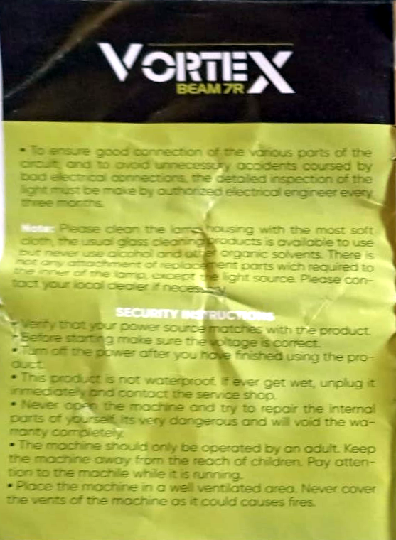 Fixture de Freestyler P/ Vortex Beam 7R de Eastman - Payhip