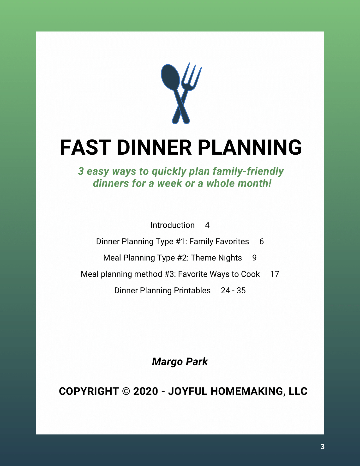 36 Page Fast Dinner Planning E-booklet - Payhip