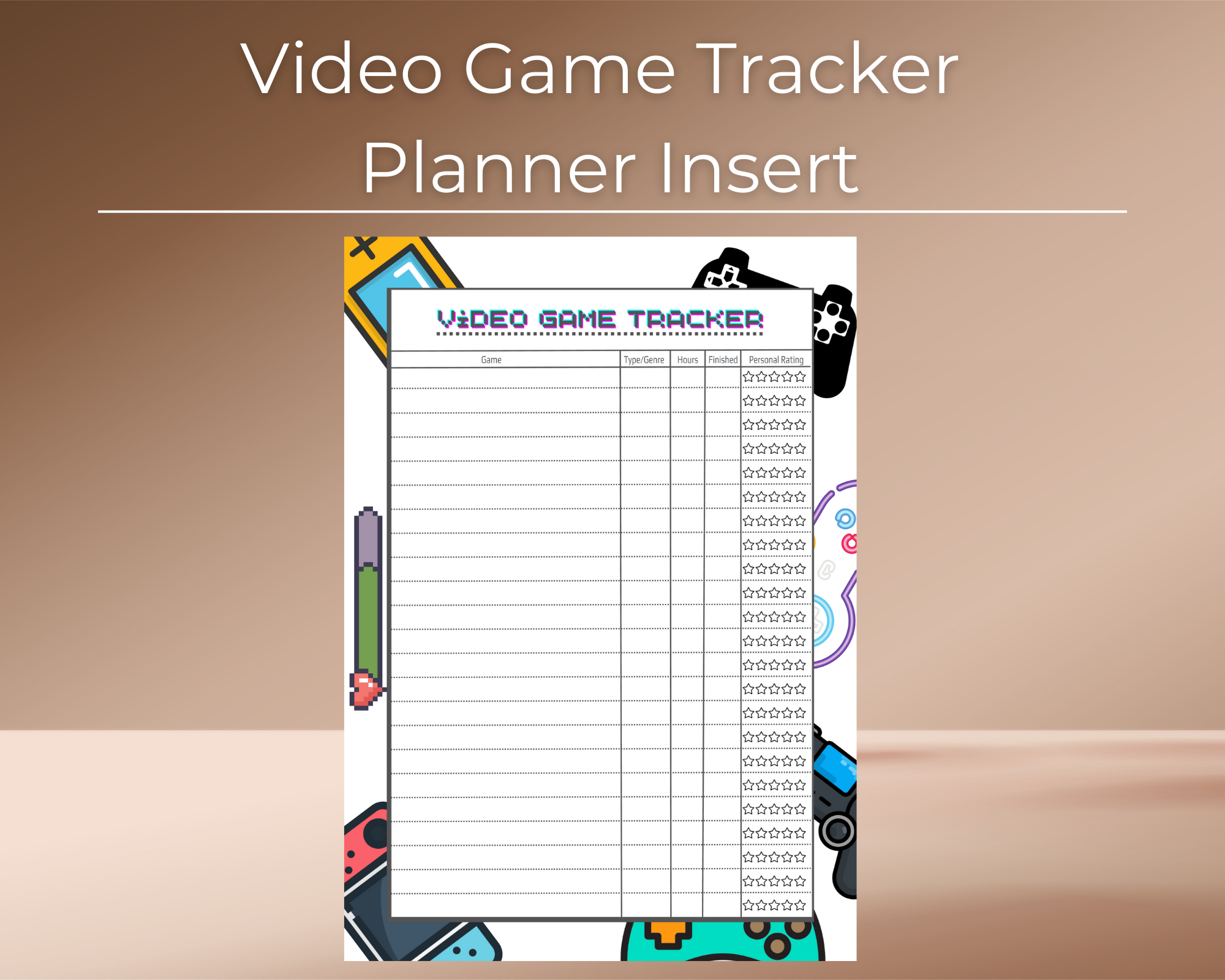Video Game Tracker Planner Insert - Digital Download in sizes A4, A5 ...