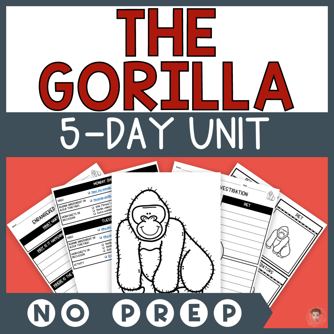 Gorilla Unit Study (Endangered Animals Lesson Plan, Videos, Activities)