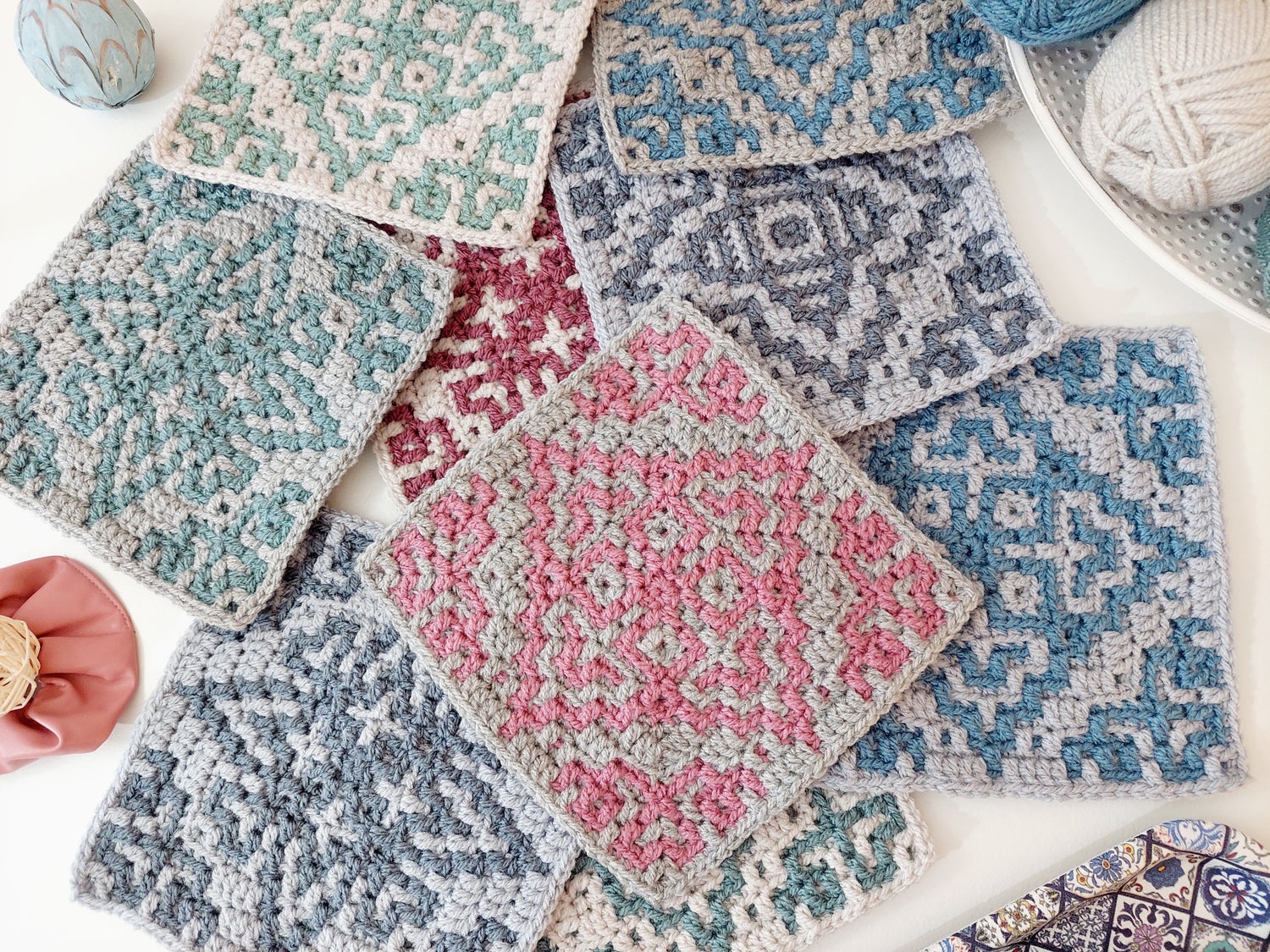 Winter Mosaic Jewels. Overlay mosaic crochet in rounds from center out ...