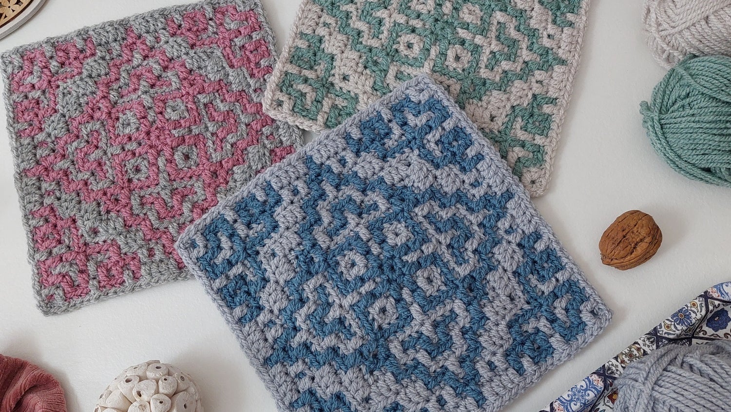 Winter Mosaic Jewels. Overlay mosaic crochet in rounds from center out ...