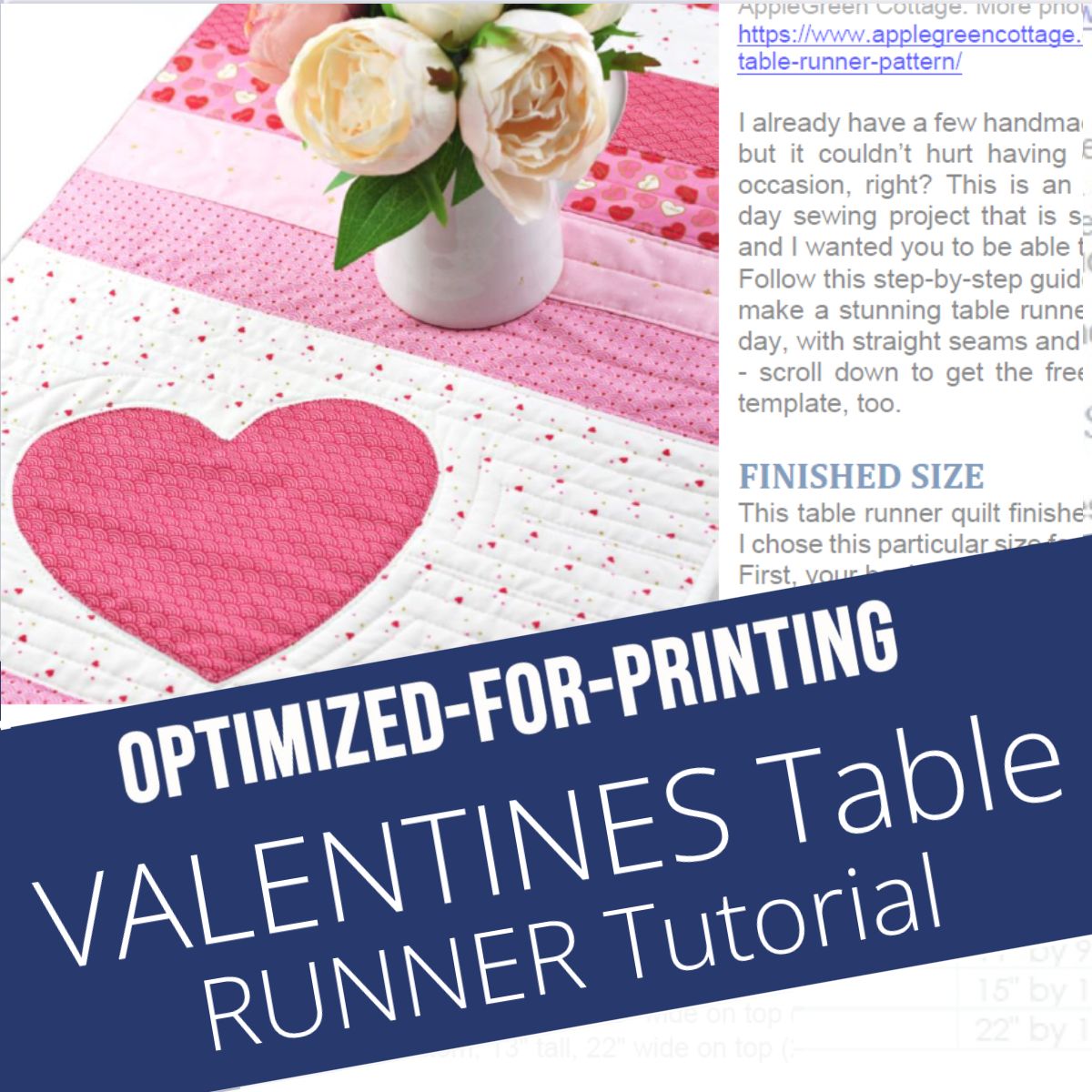 Valentines Table Runner - Printable Tutorial PDF