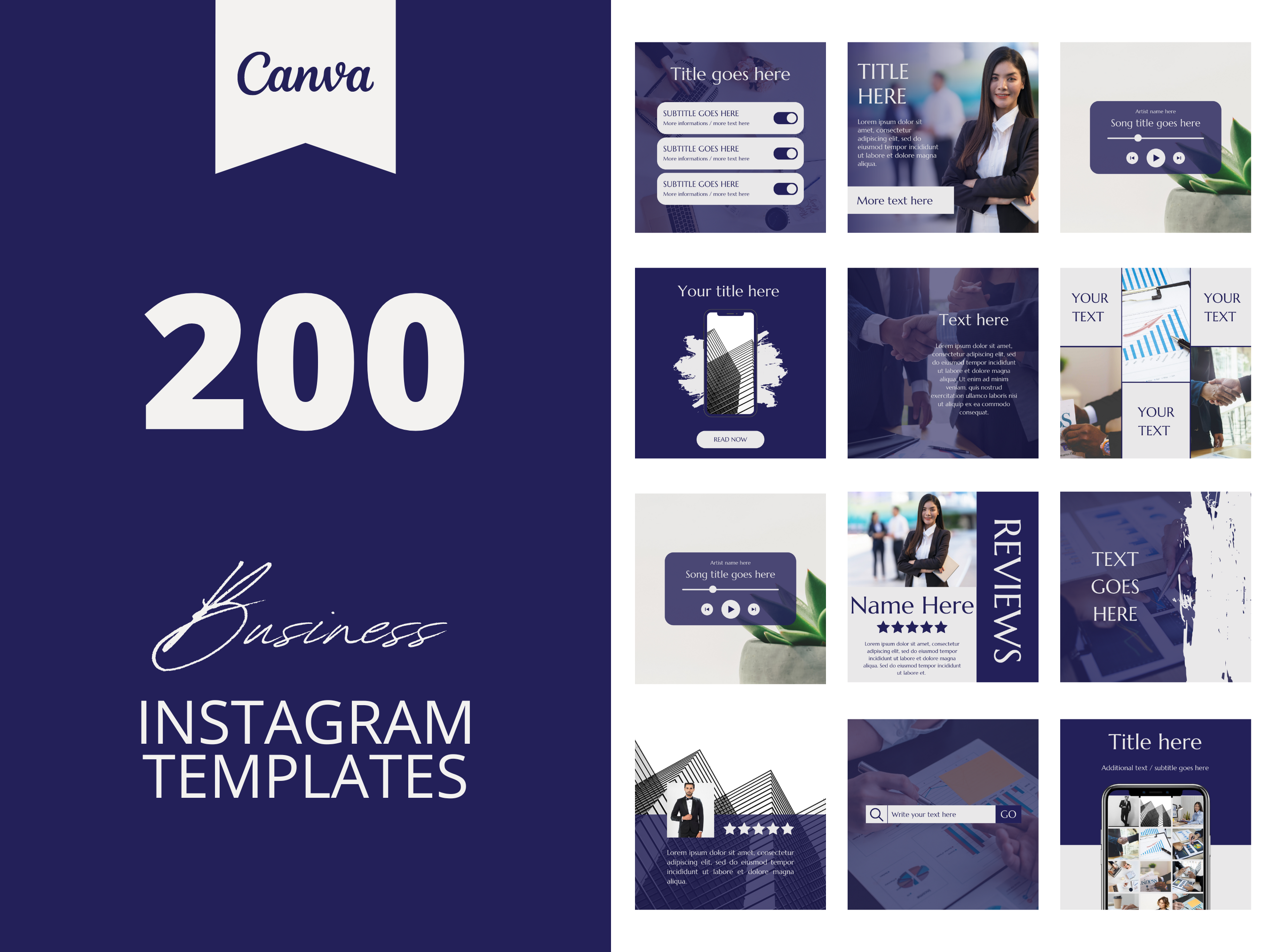 200 Royal Blue Business Templates for Canva - Payhip