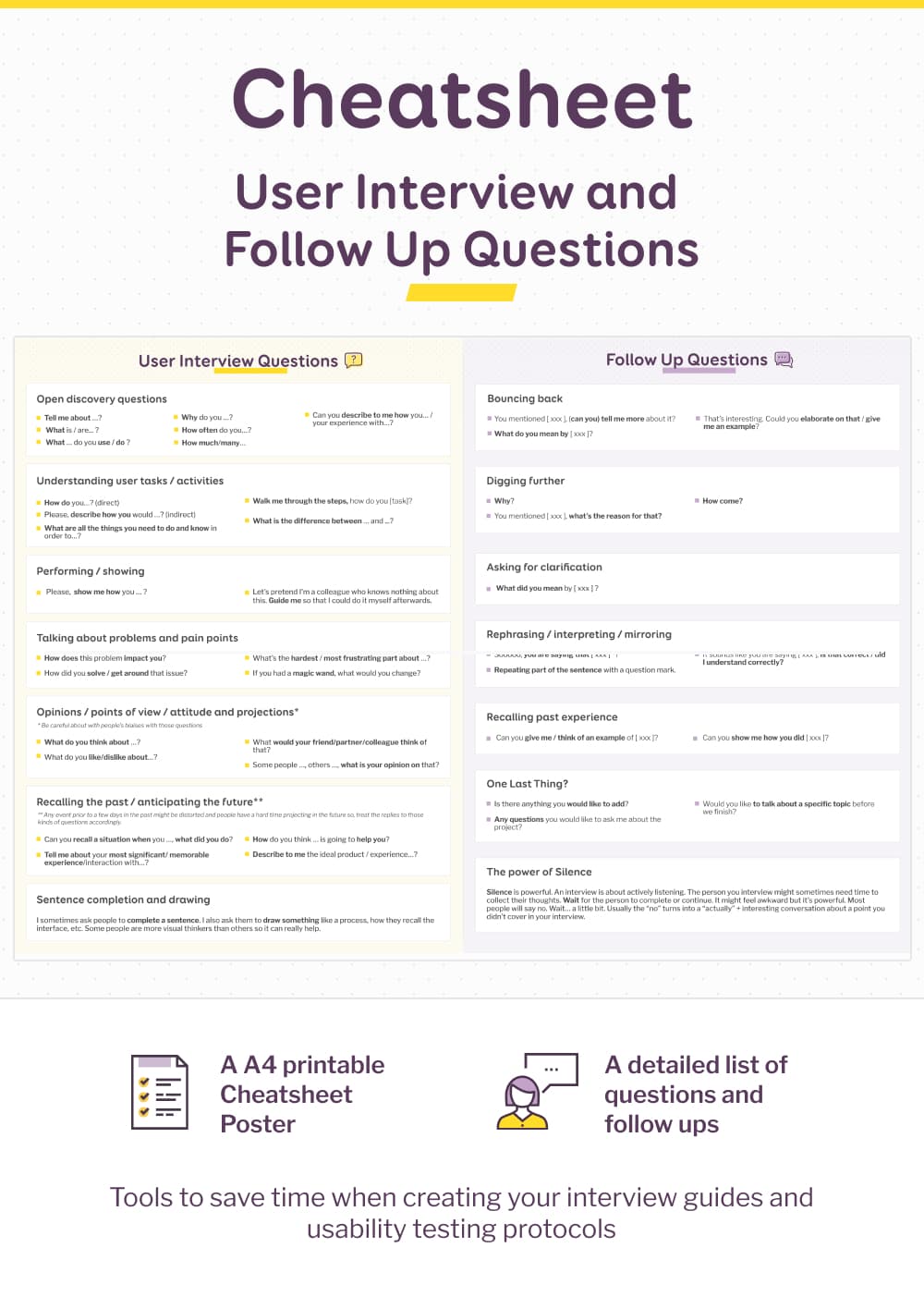 User Interview Question Cards (43 printable cards)
