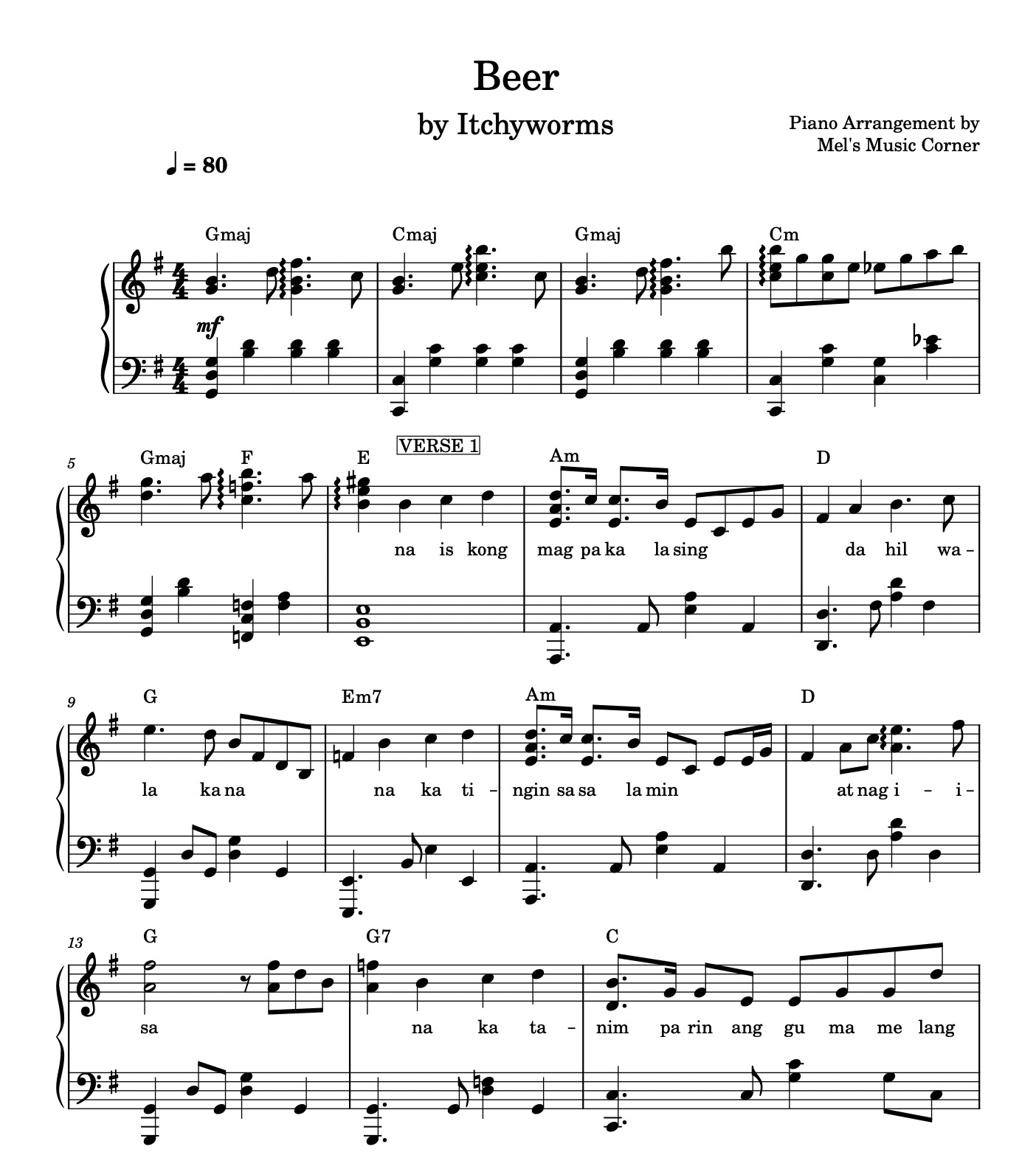 Beer by Itchyworms SHEET MUSIC or MIDI - Payhip