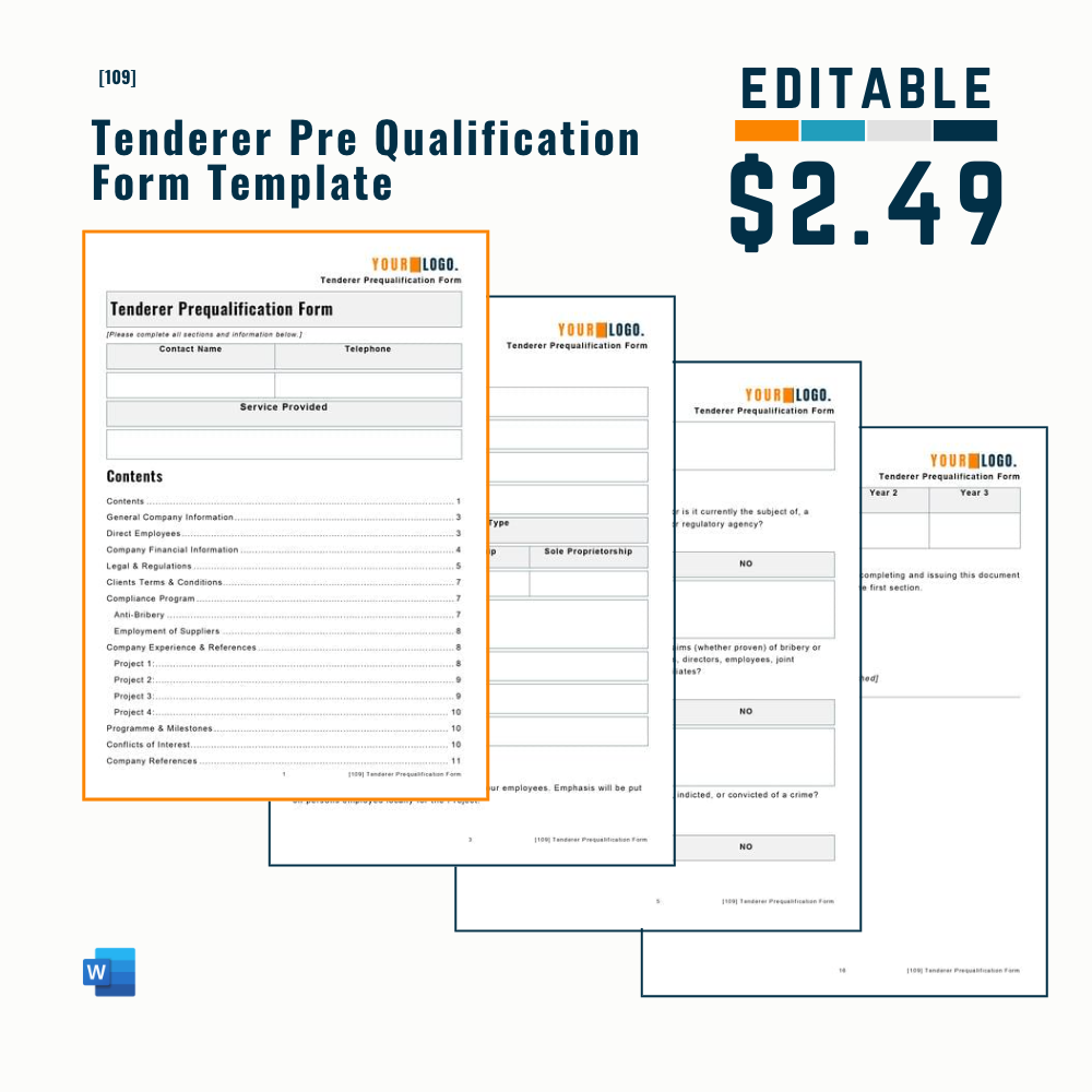 [109] Prequalification Tenderer Document Template [MS Word] - Payhip
