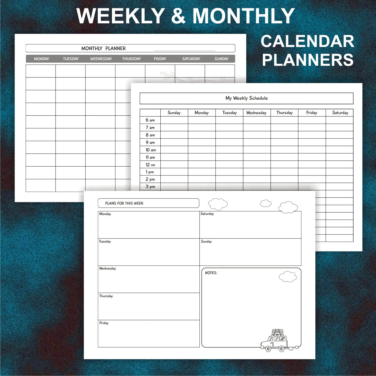 5 Calendar Planners (Weekly Monthly) - Payhip