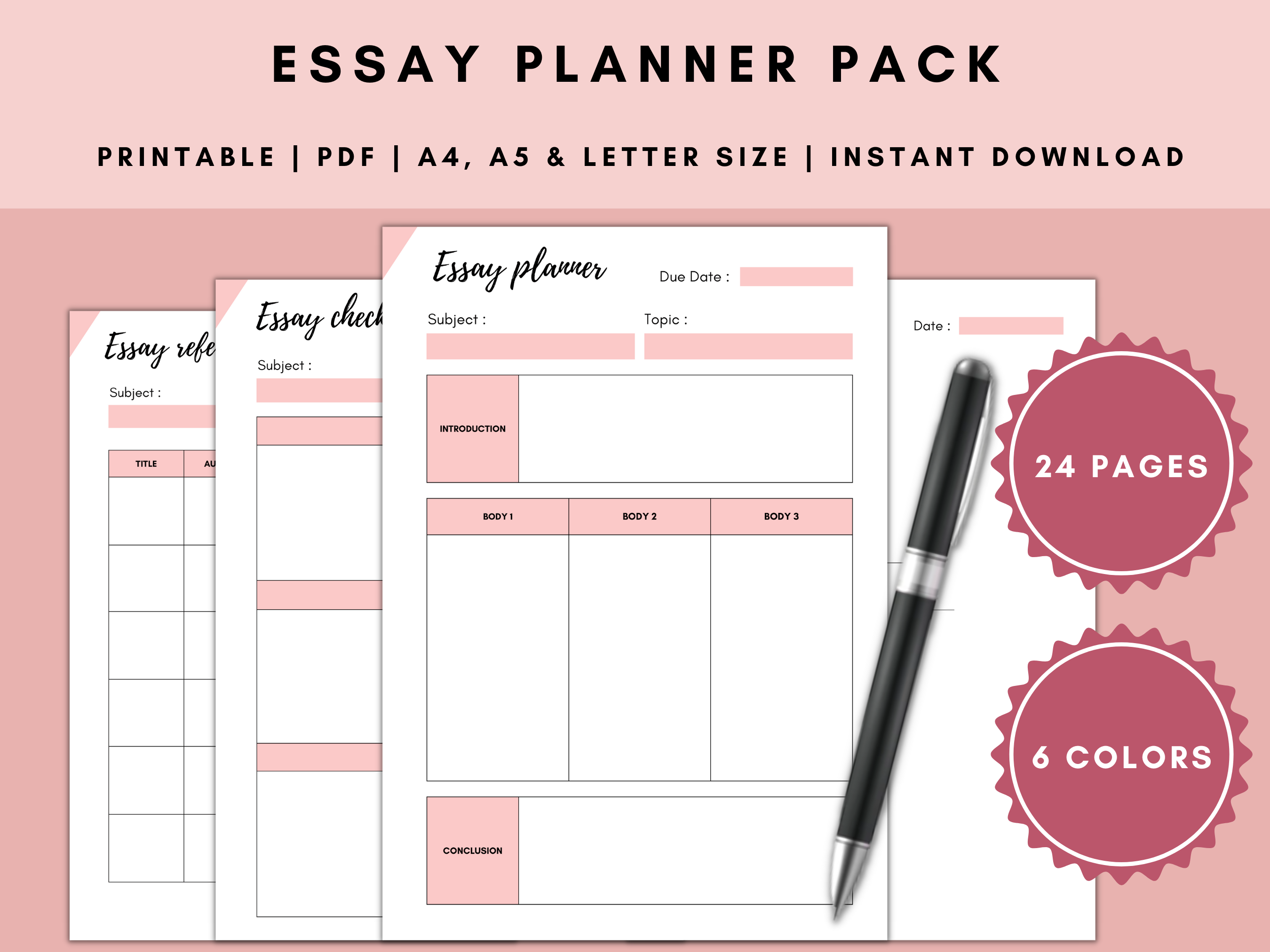 Essay Planner Pack Printable For Students | Essay Writing Template ...