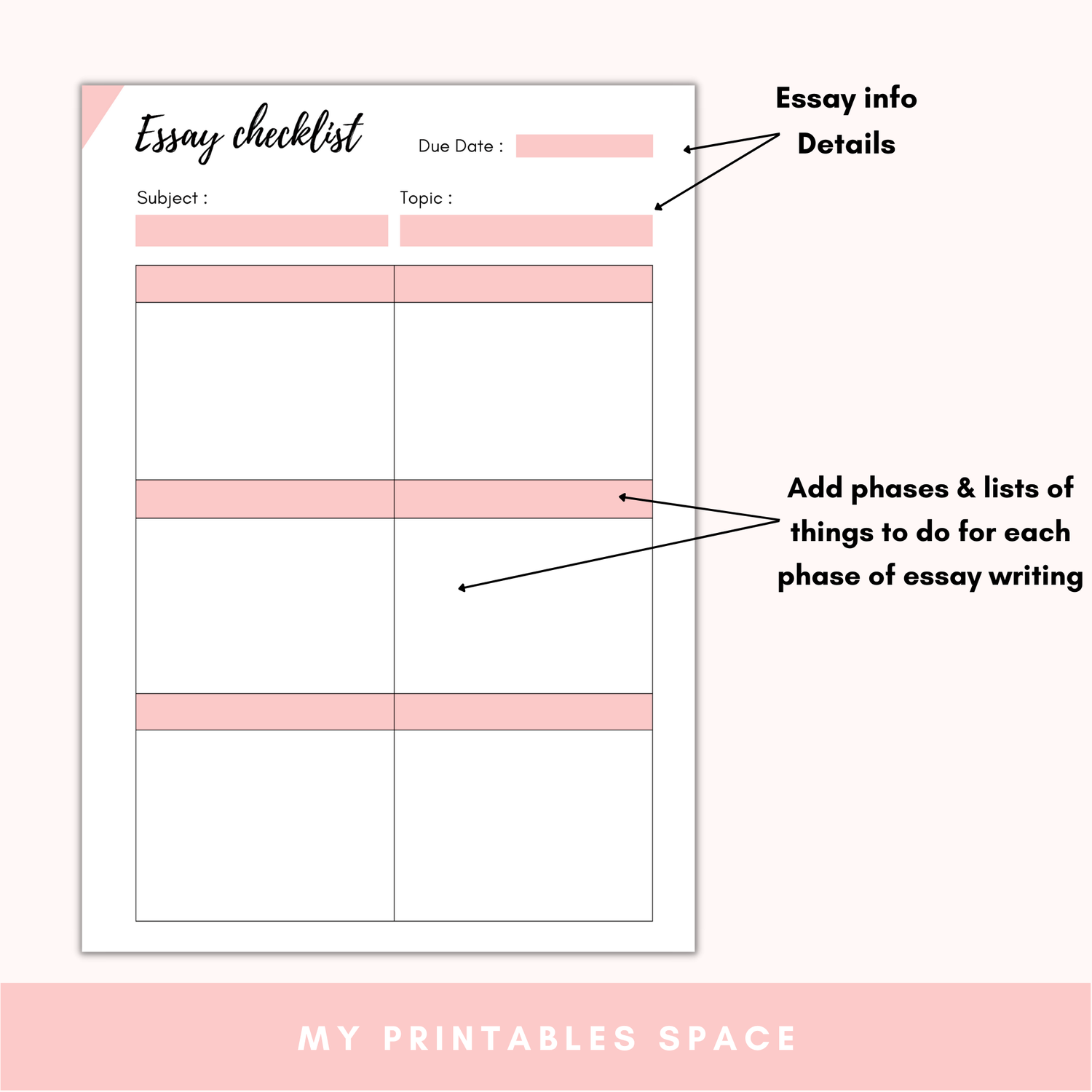 Essay Planner Pack Printable For Students | Essay Writing Template ...
