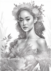 10 Floral Princess Vol 3 Coloring Pages | Printable Adult Coloring Pages | Download Grayscale ...