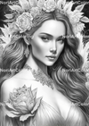 10 Floral Princess Vol 3 Coloring Pages | Printable Adult Coloring Pages | Download Grayscale ...