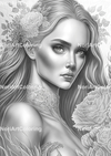 10 Floral Princess Vol 3 Coloring Pages | Printable Adult Coloring Pages | Download Grayscale ...