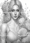 10 Floral Princess Vol 3 Coloring Pages | Printable Adult Coloring Pages | Download Grayscale ...