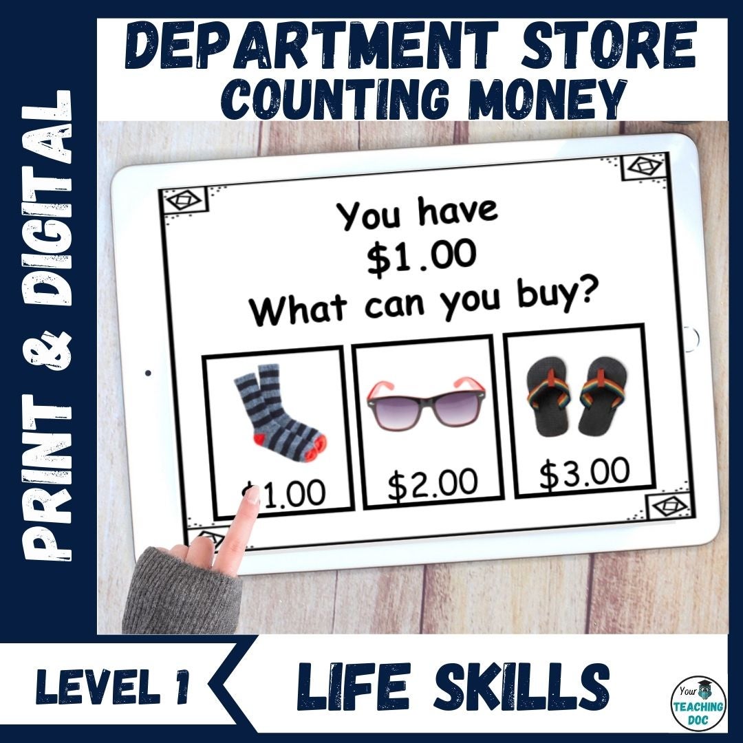 Spring Counting Mixed Money Math Life Skills PLUS Task Cards 3 Levels
