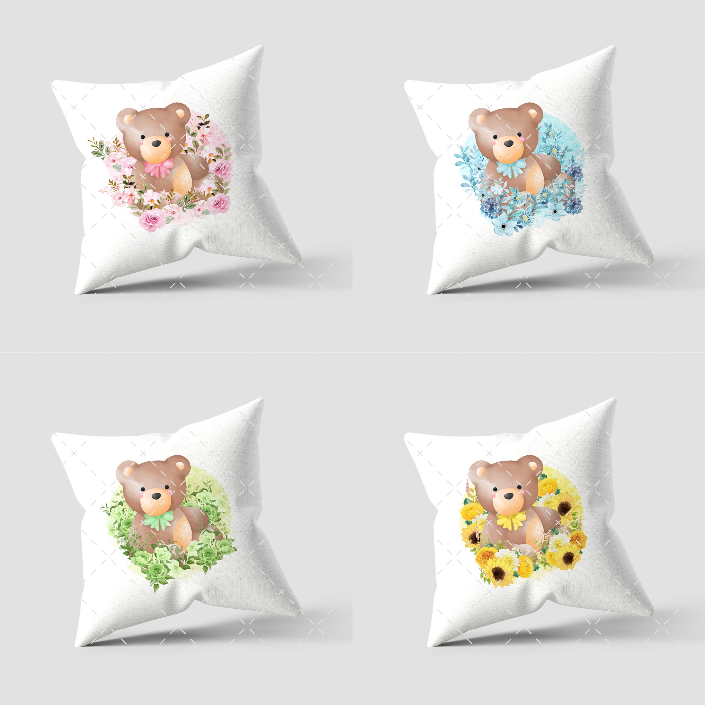 Cute Floral Teddy Bears Set - Payhip