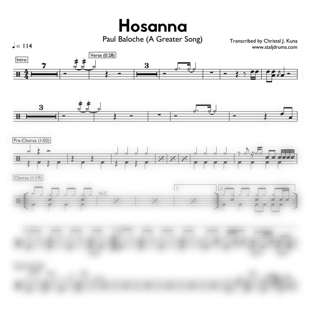 Paul Baloche - Hosanna (Praise Is Rising) (drum score) - Payhip