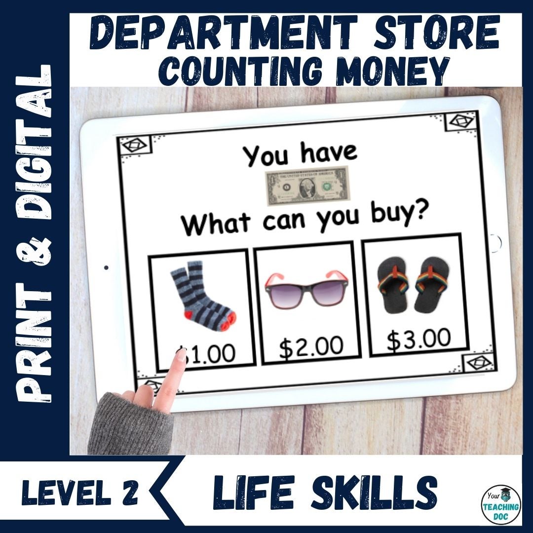 Spring Counting Mixed Money Math Life Skills PLUS Task Cards 3 Levels