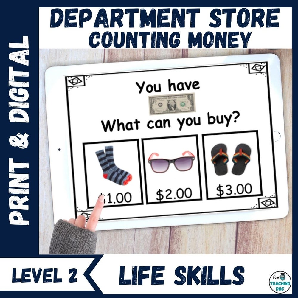 Spring Counting Mixed Money Math Life Skills PLUS Task Cards 3 Levels