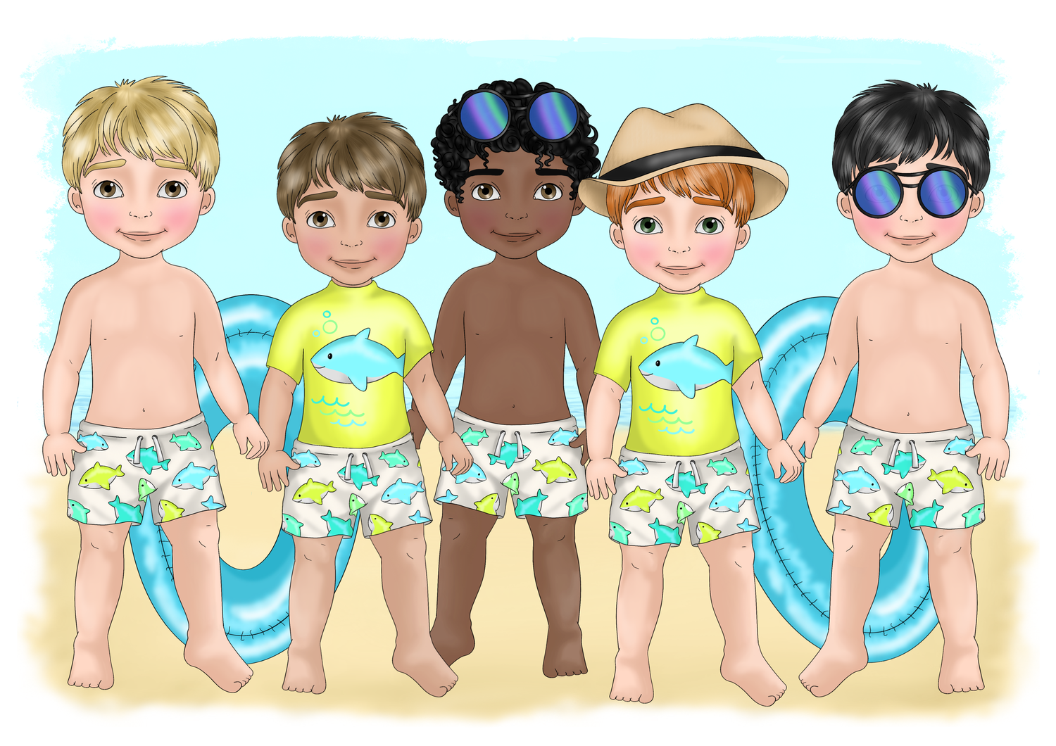 Toddler Beach Boy with Inflatable Ring - Payhip