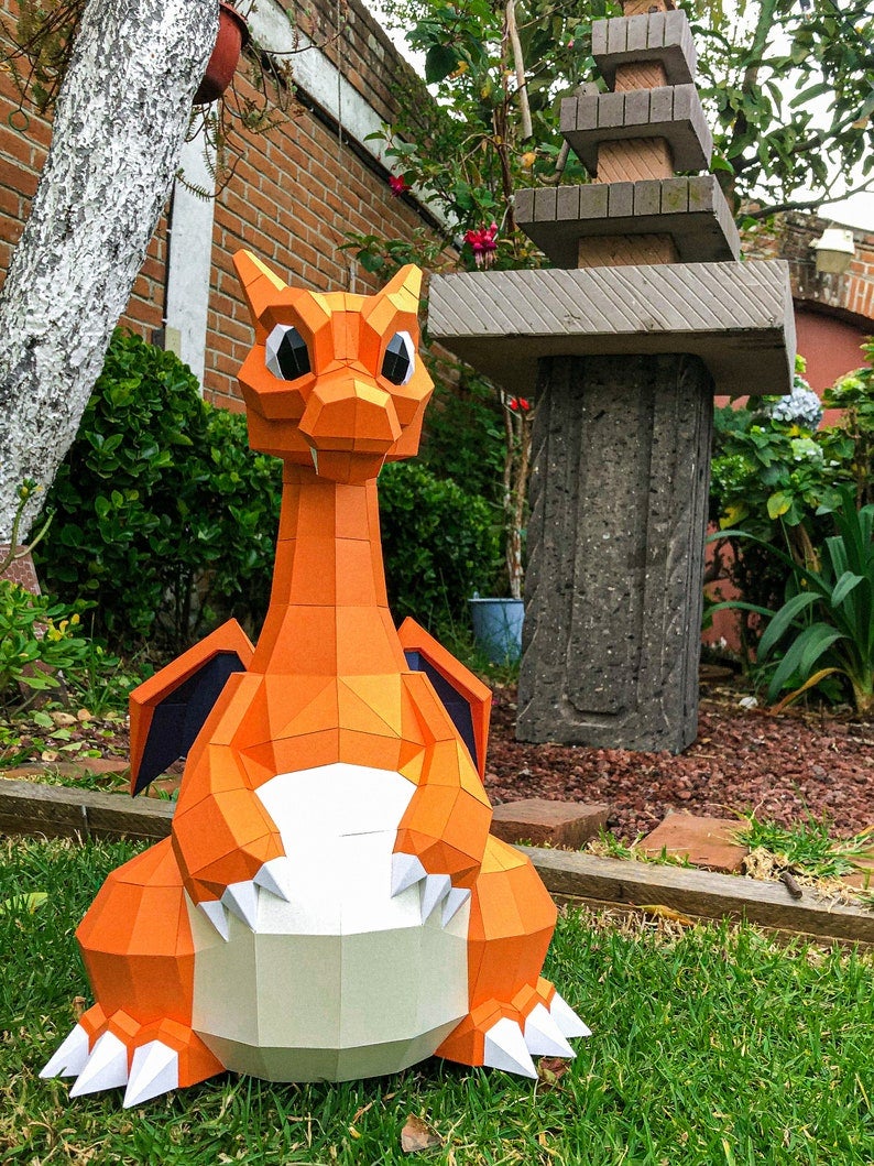 Papercraft 3D CHARIZARD, pepakura Pdf template Low polygonal Paper ...
