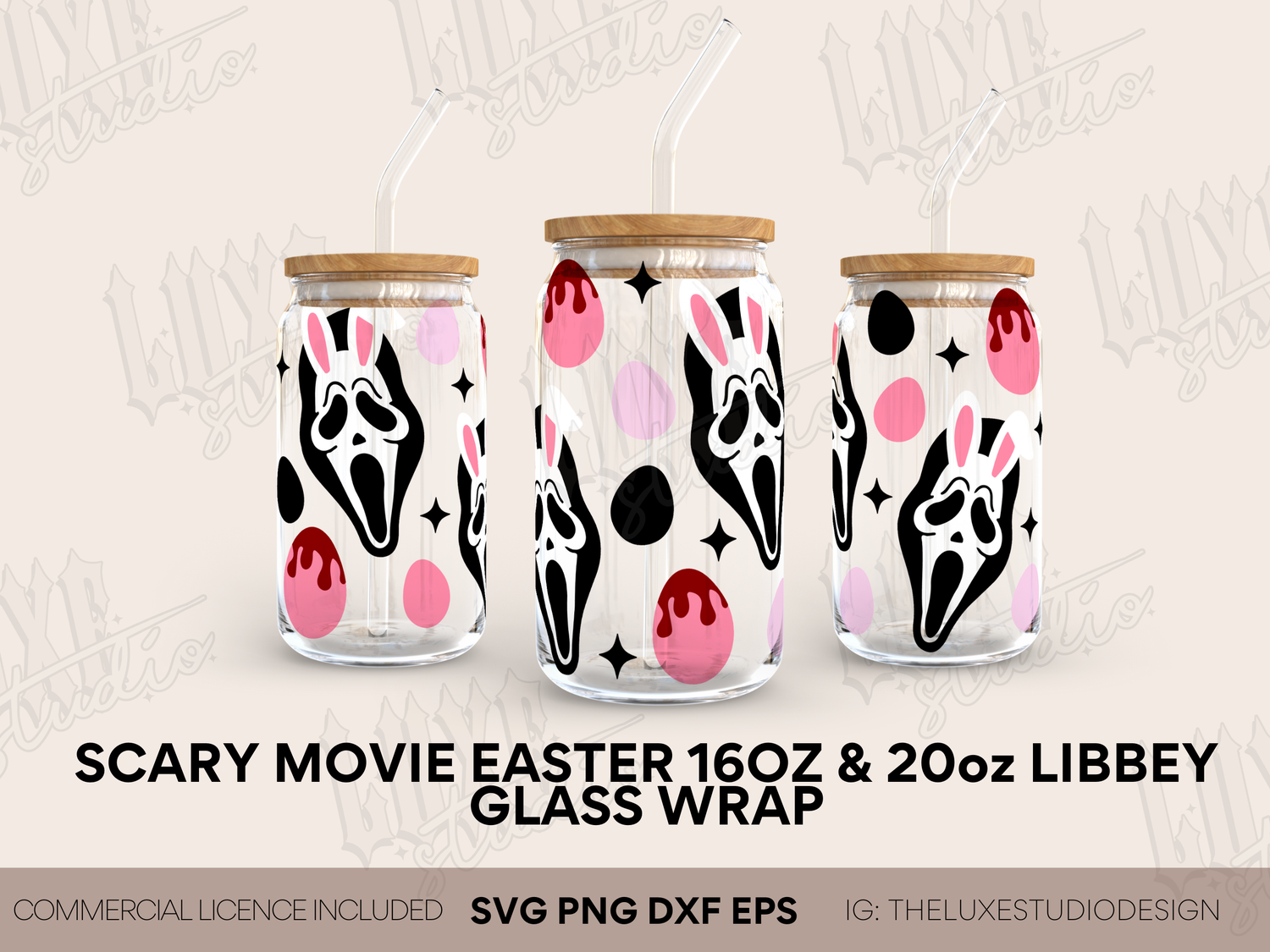 Ghostface Easter Egg 16oz & 20oz Libbey Glass Wrap - Payhip