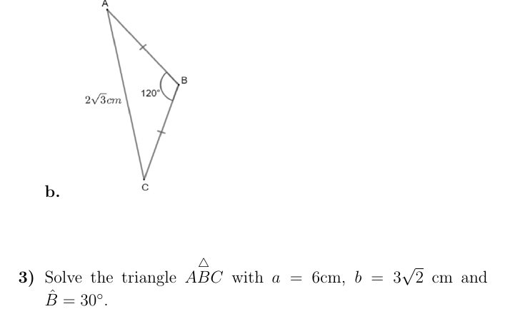 Solving a triangle worksheet (with solutions)