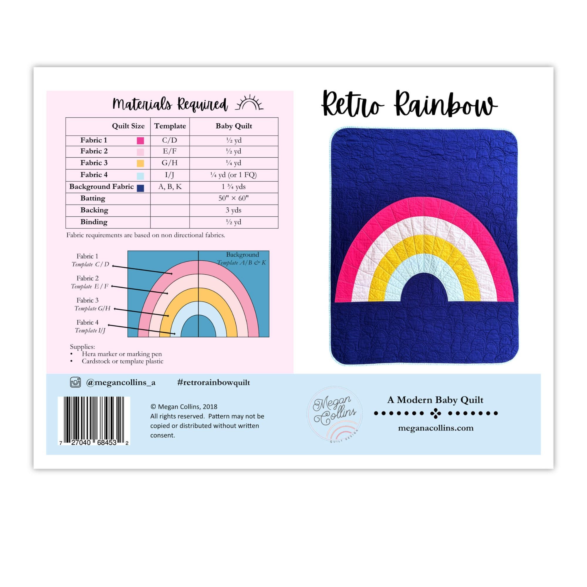 Print Retro Rainbow Quilt Pattern - Payhip