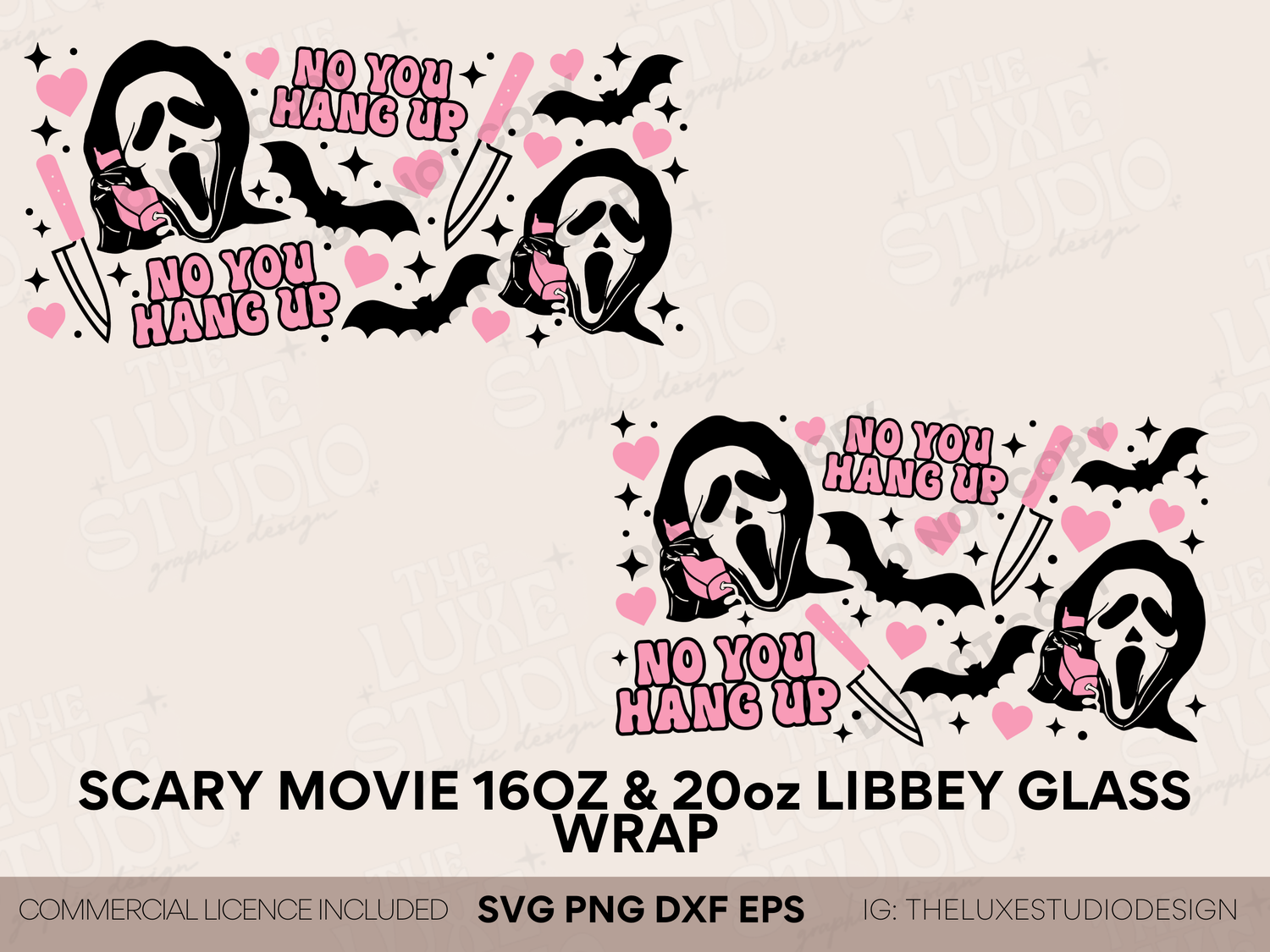 Scream No You Hang Up 160z & 20oz Libbey Glass Wrap - Payhip