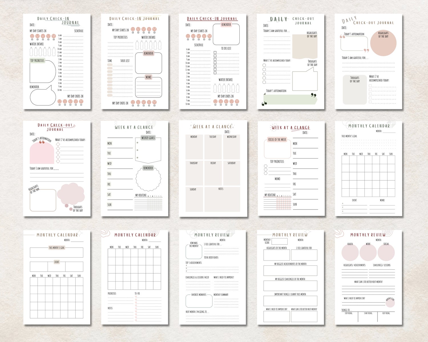 Personal Planner Printable for schedule and wellness - Payhip