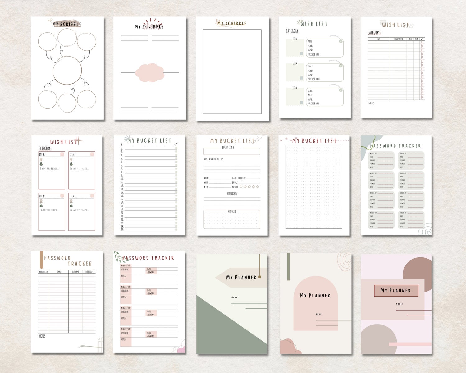 Personal Planner Printable for schedule and wellness - Payhip