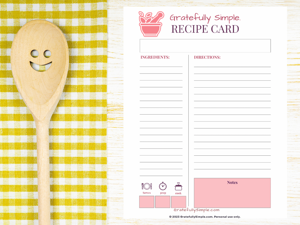 Recipe Book Page / Recipe Card by Gratefully Simple - Payhip